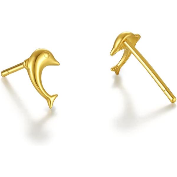 商品名999 24K ゴールドピアス レディース 低刺激性 ゴールド スタッドピアス 軽量 ファッション 小さなイルカピアス ママ ティーン ガールズ ギフト用ZHOU LIU FU 999 24K Gold Earrings for Wo...
