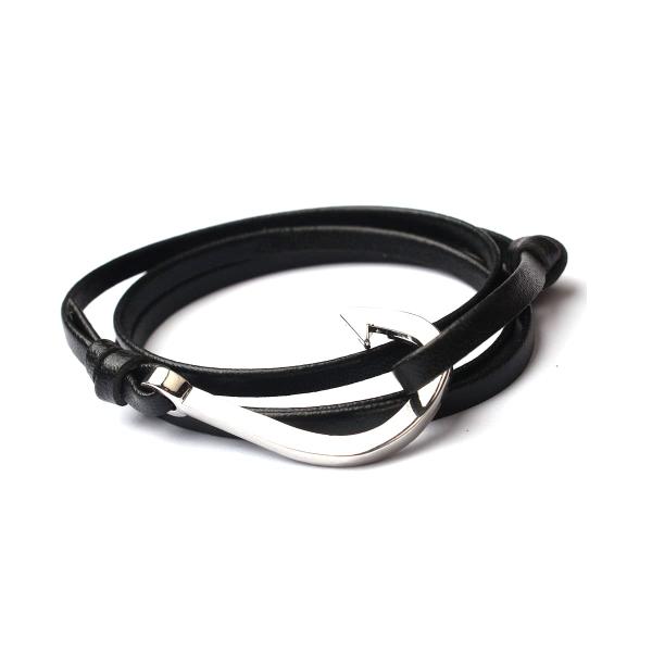 商品名: Axe フィッシュフック レザーラップ 編組ブレスレット 多層リストバンド 調節可能なパンクスタイル フィッシュクラスプブレスレット レディース メンズ ボーイズ, レザー, 宝石なし。 Axe Fish Hook Leather...