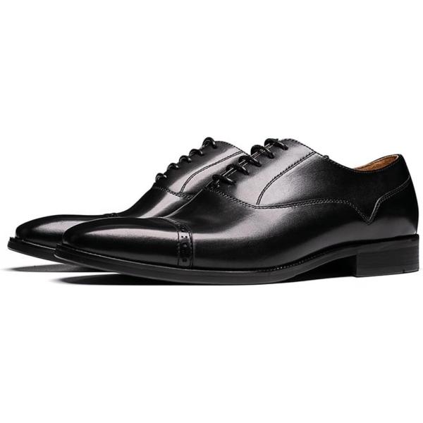 商品名EDKAY Formal Shoes for Men Lace Up Cap Toe Square Toe Cowhide Non Slip Rubber Sole Low Top Wedding (Color : Black, Si...