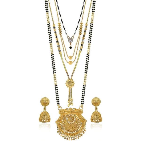 商品名Aport Home Presents Traditional One Gram Gold Plated Combo of 4 Necklace Pendant 30 Inch Long and 18 Inch Short Manga...