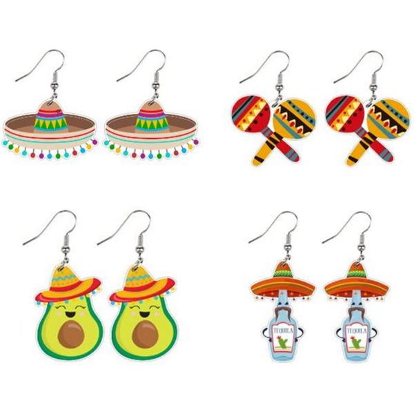 商品名Cinco De Mayo イヤリング レディース メキシコピアス ファニー フィエスタ ペッパー ラケット レインボー 馬 帽子 イヤリング メキシコフェスティバル ジュエリー ギフト 2/4ペア, その他, その他2/4 Pair...