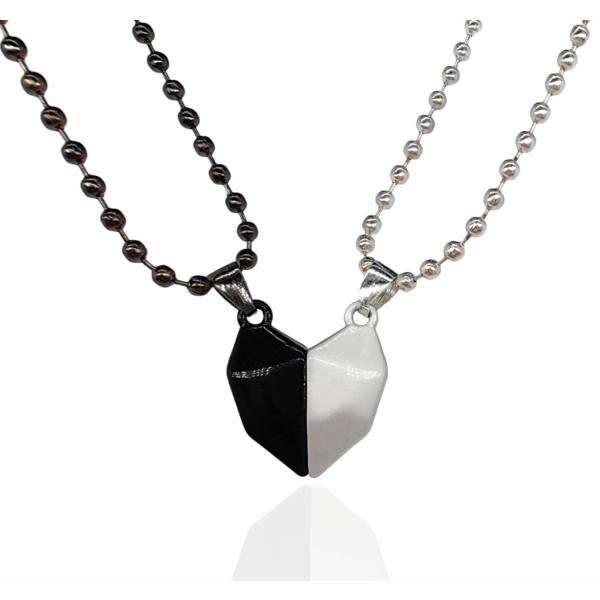 商品名: Two People One Heart - お揃いのネックレス ハート 磁気ネックレスセット - プロミスネックレス カップル 友人 遠距離恋愛 ガールフレンド ボーイフレンドへのギフトに最適, ステンレス鋼, 宝石なし Two...