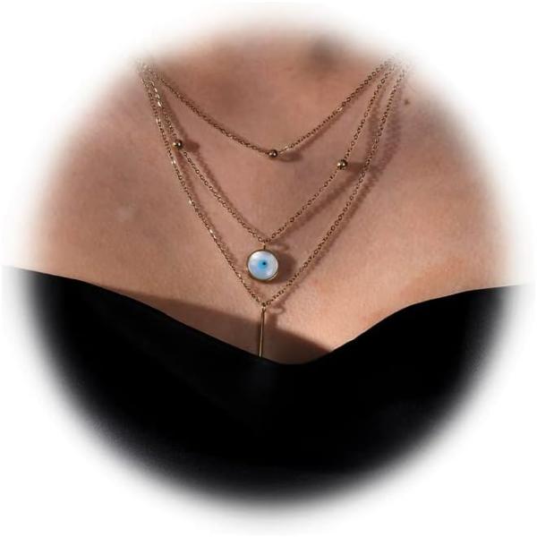 商品名NOKMIT 18Kゴールドメッキペンダントネックレス レディース ガールズ 薄いレイヤーチョーカーネックレス かわいいペンダントパール/イーブルアイ/バタフライ 母の日ギフト, 銅, オパールNOKMIT 18K Gold Plat...