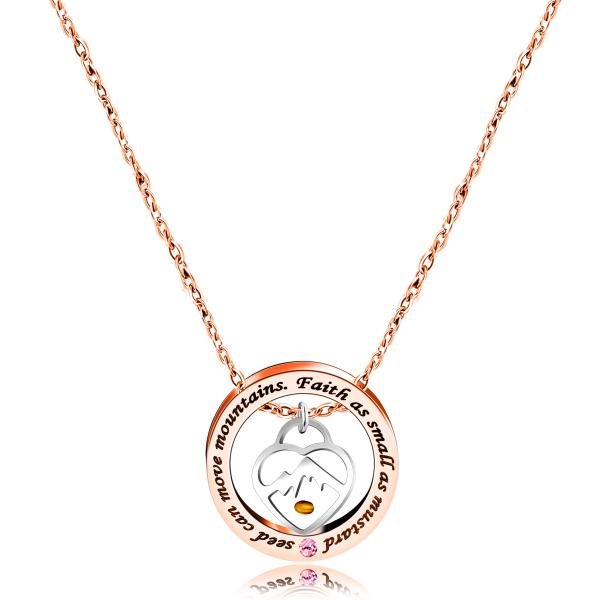 商品名: Uloveido クリスチャンサークルラウンドリングネックレス 「Faith As Small As A Mustard Seed Can Move Mountains Y958, 金属, キュービックジルコニア Uloveido...