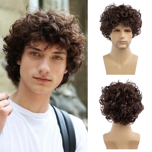 商品名:  RicHyun Mens Short Curly Brown Wig Short Curly Natural Looking Daily Party Costume Halloween Synthetic Wigs for Ma...