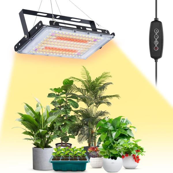 商品名: LBW 屋内植物用グローライト 144個のLEDフルスペクトルグローライト 吊り下げ式植物グローライト 4H/8H/12Hタイマー付き 6段階調光機能付き 温室テント 野菜咲きの苗用育成ランプ LBW Grow Lights fo...