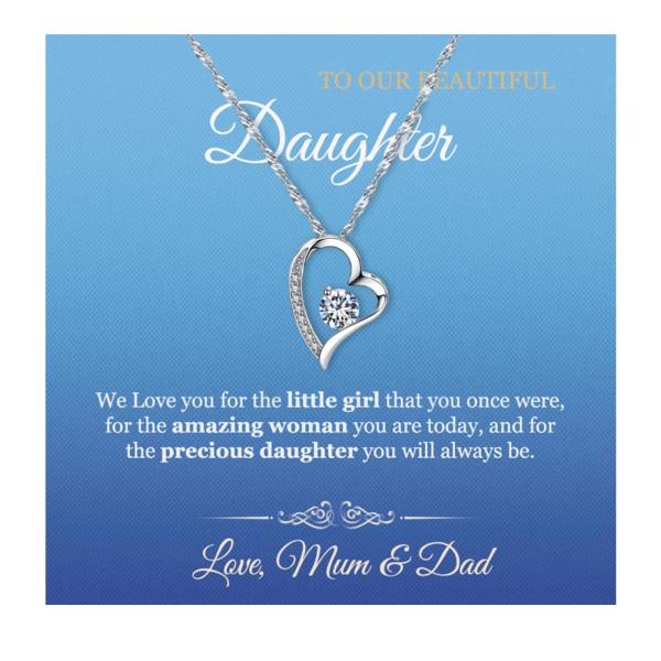 商品名: To My Daughter レッドローズペンダントネックレス 母から母へ バレンタインデー 娘へのプレゼント ティーンの女の子への母へのバレンタインギフト, キュービックジルコニア To My Daughter Heart Pe...
