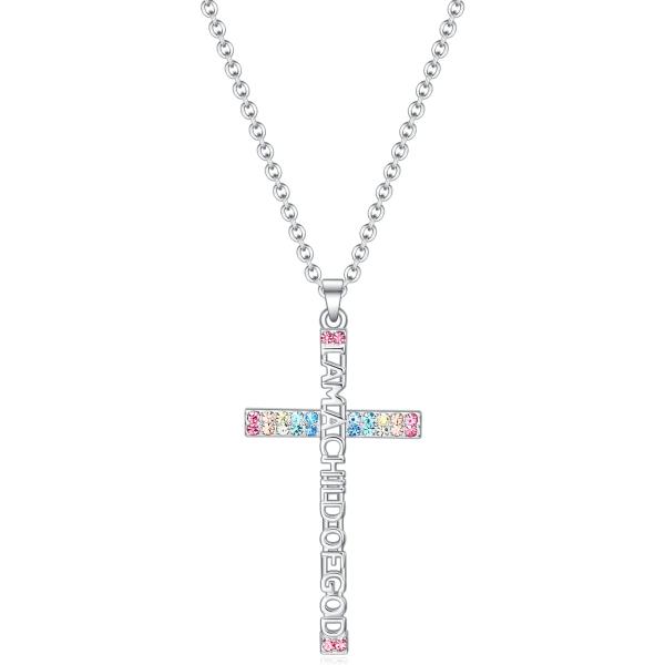 商品名Dixbix ガールズ 洗礼 十字架ネックレス 女性用 初聖体拝領 ゴールドクロスネックレス ジュエリーギフト 女性用, ラインストーン, ラインストーンDixbix Girls Baptism Cross Necklace for ...