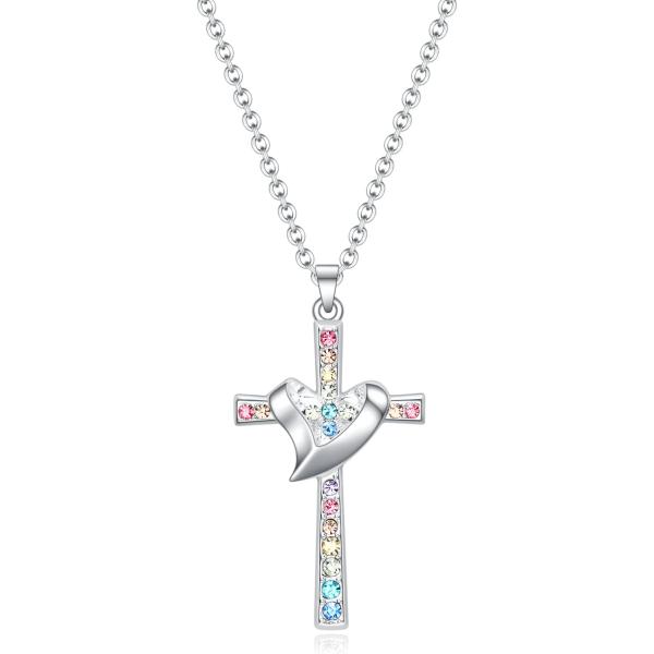 商品名Dixbix ガールズ 洗礼 十字架ネックレス 女性用 初聖体拝領 ゴールドクロスネックレス ジュエリーギフト 女性用, ラインストーン, ラインストーンDixbix Girls Baptism Cross Necklace for ...