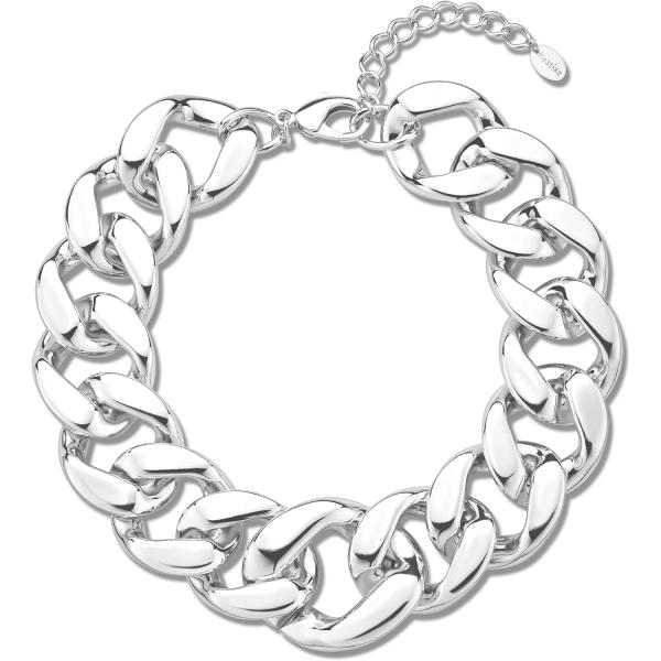 商品名HTZ 2ラインチャンキーチョーカーネックレス 16Kゴールドメッキ リンクチェーン 太いネックレス パンクジュエリー レディースとガールズ用 ゴールドチェーンリンクネックレス レディース 14Kゴールドチョーカー チャンキーネックレ...