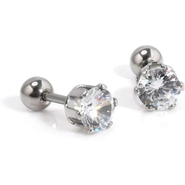 商品名925 Sterling Silver Earrings Round Zirconia Classic Stud Earrings for Women Ladies Girls Comfortable and Environmenta...