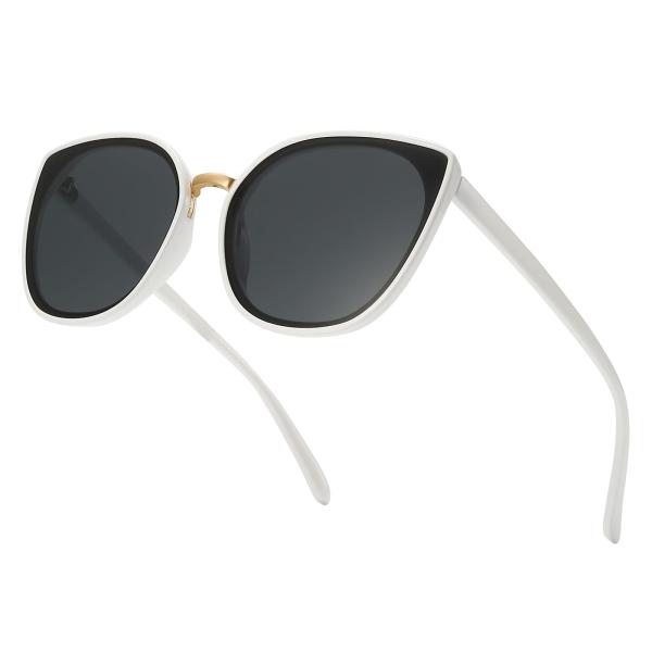 商品名: Dolger キャットアイサングラス レディース オーバーサイズ ファッション ヴィンテージ アイウェア サングラス UV400保護, ホワイト, 146mm Dollger Cat Eyes Sunglasses for Wom...