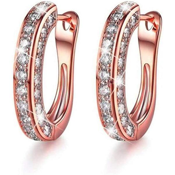 商品名Women Shinning Luxury Rustproof Bright Rhinestone Earrings Stud Earrings Diamond Hoop Earrings Round Diamond Earrings...