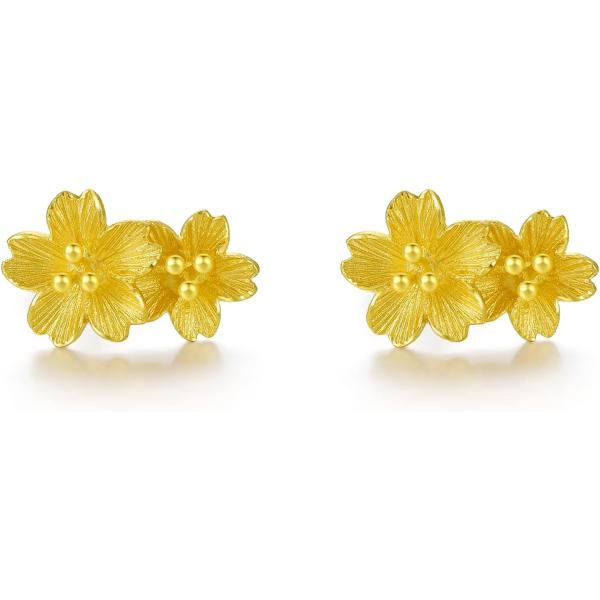 商品名24K ソリッドゴールド ピアス レディース リアルゴールド スタッドピアス 低刺激性 軽量 ファッション 小さなフラワー ドロップピアス ママ ティーン ガールズ ギフト用ZHOU LIU FU 24K Solid Gold Ear...