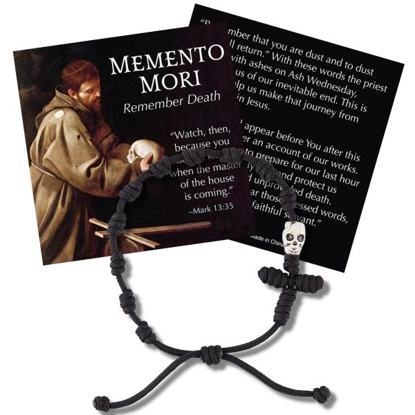 商品名: Needzo Black Memento Mori 結び目 ロザリオブレスレット 祈りカード付き ストイシムギフト 7.5インチ 調節可能, 7.5 inches, 宝石なし。 Needzo Black Memento Mori ...