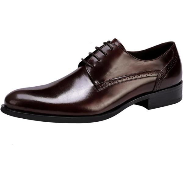 商品名EVSER Formal Shoes for Men Lace Up Derby Shoes Round Toe Cowhide Non Slip Resistant Rubber Sole Low Top Business (Col...