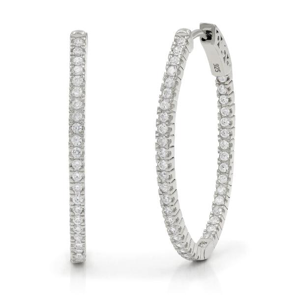 商品名:  925 Sterling Silver Gold Plated Inside Out Oval Hoop Earring, Micro Pave, Giorgio Bergamo (Silver)ブランド: Giorgio Be...