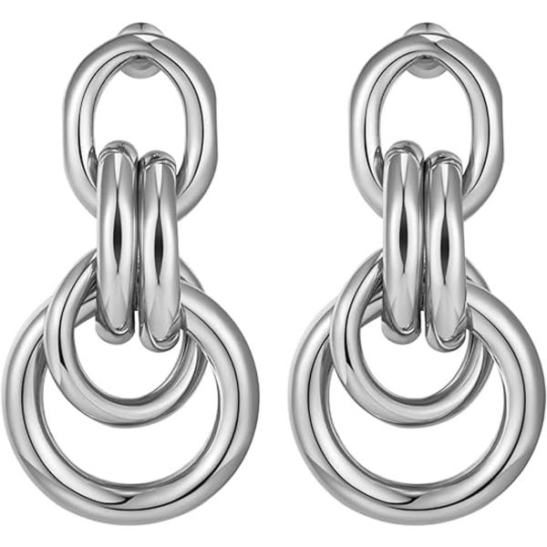 商品名OIMEI ラウンドダングルイヤリング レディース ペンダントイヤリング | 10代の女の子向けフープイヤリング | マットゴールドジュエリー ツイストラウンド不規則デザイン | ホワイトゴールドとイエローゴールド | パーティー低刺...