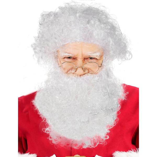 商品名:  Halfjuly Santa Beard and Wig Set Professional Deluxe Santa Claus Hair with Short and Long White Fake Mustache Real...