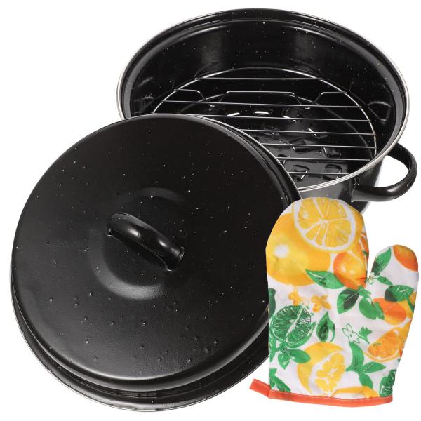 商品名: 蓋付きオーバルロースターパン 1セット ローストパン 蓋とラック付き 七面鳥 ローストポット オーブンポット ホーム感謝祭 ローストグラナイトロースターパン Oval Roaster Pan with Lid 1 Set Roas...