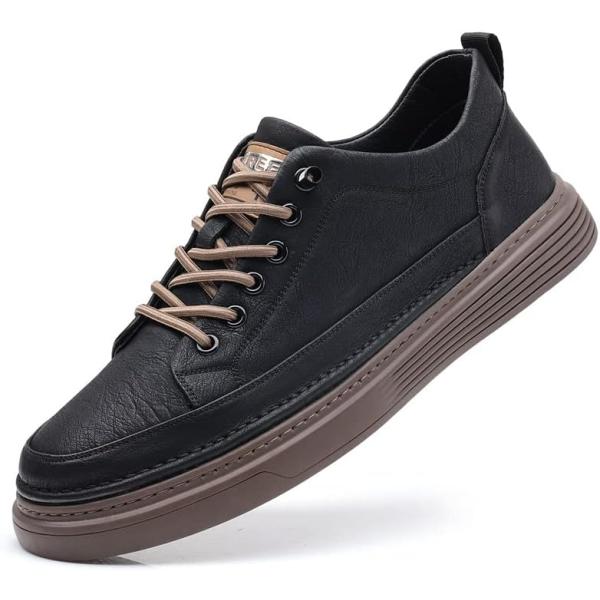 商品名Cowhide Fashion Casual Shoes Men's Formal Leather Shoes Non-Slip Softsole Oxford Lace-Up Walking Sports Sneaker Black...