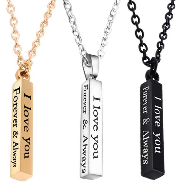 商品名バーネックレス I Love You ペンダントネックレス シルバーネックレス ネックジュエリー カップルネックレス 誕生日ギフト 男女兼用, 合金鋼, 宝石なしBar Necklaces I Love You Pendant Nec...