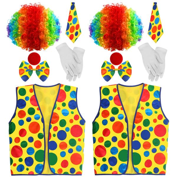 商品名:  Funtery 12 Pcs Clown Costume Set, Clown Nose Clown Vest Clown Wig Clown Bow Clown Tie White Gloves for Circus Cosp...