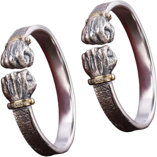 商品名:  Miurixo Sterling Silver Power Fist Bracelet,Open Bangle Bracelet Men,Statement Vintage Solid Gold Cuff Fist Bracel...