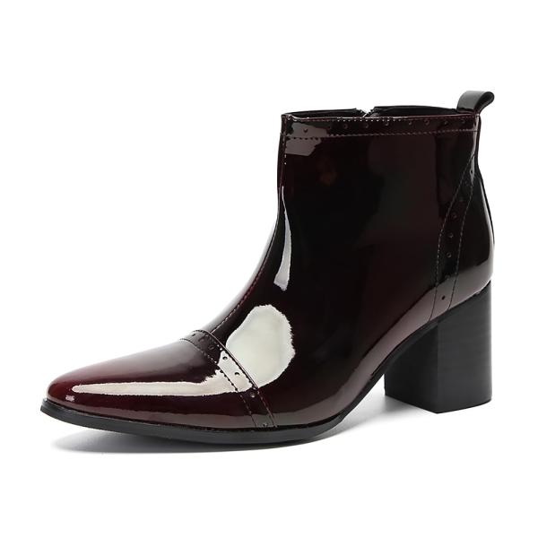 商品名:  Santimon Mens Fashion Boots Casual Patent Leather Chelsea Boots Zipper On Side Mid Calf Heel Dress Boots For Men B...