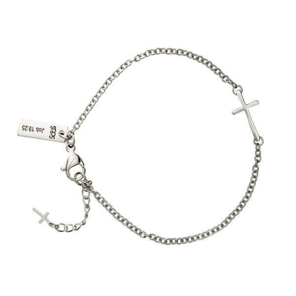 商品名:  Women's Stainless Steel Dainty Redeemer Cross Bracelet-Job 19:25ブランド: Shields of Strength商品サイズ: 7.5 inch高さ: 27.94c...