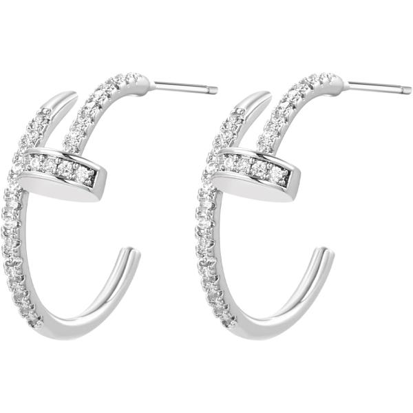 商品名BUREI Gold Hoop Earrings for Women,Cubic Zirconia Hoop Open Earrings for Women Hypoallergenic Cuff Earrings Gifts for...