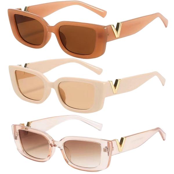 商品名:  3 Pieces Y2K Small Rectangle Square Sunglasses Bulk for Women UV400 Golden V (Brown)ブランド: NLEYANB商品サイズ: 8-10高さ: 19...