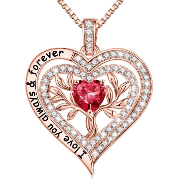 商品名: Iefil ツリーオブライフギフト 女性用 925スターリングシルバー 生命の樹 誕生石ネックレス 記念日 バレンタインデー 彼女へのギフト 母の日 クリスマス 誕生日プレゼント 女性用ジュエリー, スターリングシルバー, 合成ル...