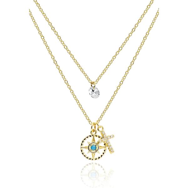 商品名QVY イーブルアイ レイヤードネックレス レディース 上品なキュービックジルコニアクロス 5mmクリスタル イーブルアイペンダント ダブルネックレス ガールズチョーカー ユニークなマルチチャームジュエリー 彼女への信仰ギフト - E...