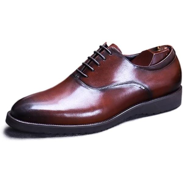 商品名Rui Landed Formal Dress Shoes for Men Patent Leather Lace Up Derby Shoes Round Toe Slip On Genuine Leather for Weddin...