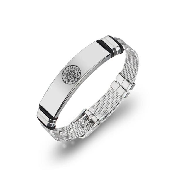 商品名:  Stainless Seel Eliphas Levi's Pentagram Protection Symbol Mesh Bracelet, Magical Tetragrammaton Pentacle Amulet Cu...