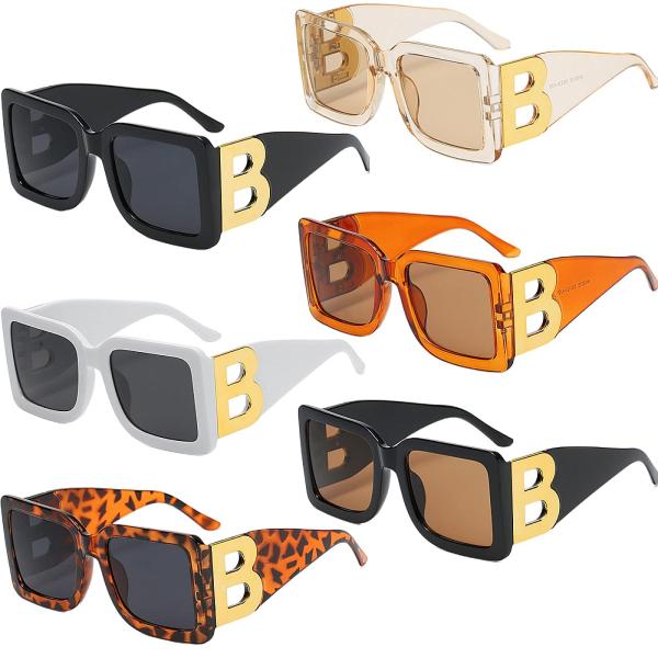 商品名: 6 Packs Wholesale Y2K Oversized Luxury Designer Thick Frame Square Sunglasses Bulk for Women UV400 NLEYANB 6 Packs ...