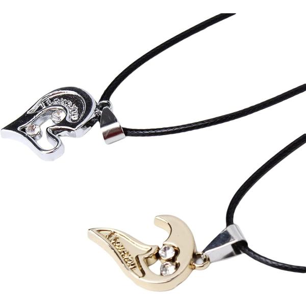 商品名Stainless Steel Mens Womens Couple Necklace Pendant Love Heart Puzzle Necklace Matching Design, Gold+Silverブランド：Gener...