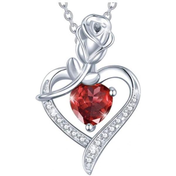 商品名:  Heart Necklace Rose Love Heart Inlaid Zircon Necklace Purple Crystal Pendant Wedding Engagement Necklace Jewelry R...