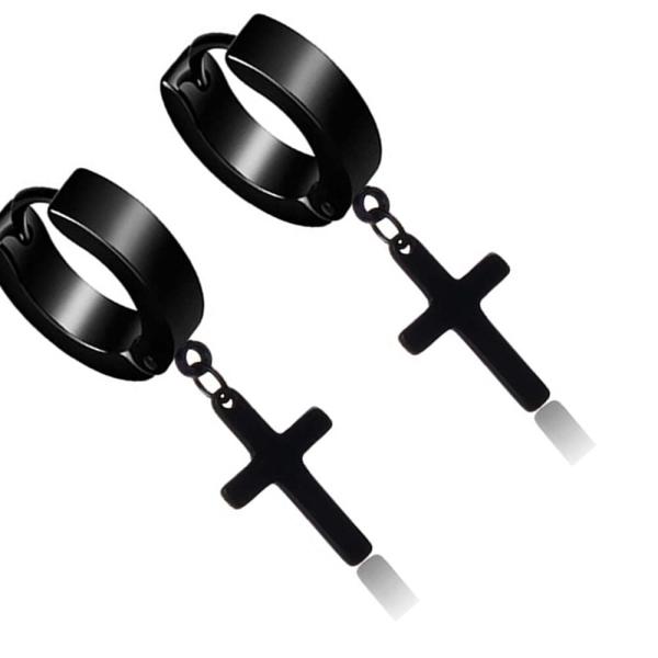 商品名:  2PCS Stainless Steel No Piercing Cross Earring for Men Kpop Clip On Cross Earring Gothic Punk Fake Ear Cuff Cross ...