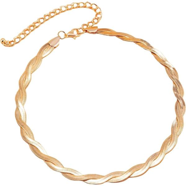 商品名WDIRARA レディース ツイストチョーカーネックレス スネークチェーンネックレス ヘリンボーンネックレス ジュエリー, One Size, 金属, 宝石なしWDIRARA Women's Twist Choker Necklace...