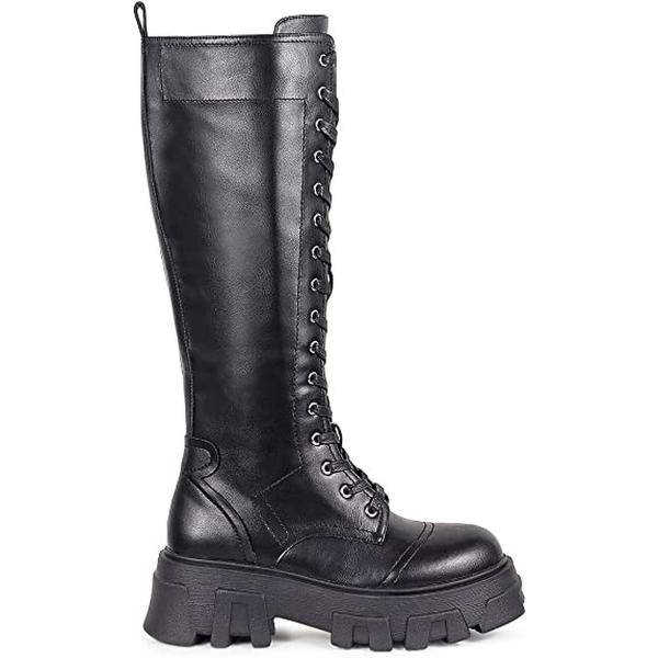 商品名:  Liliana Women knee high lace up platform boots Jaque-2 Black Pu 6ブランド: Liliana商品サイズ: 6高さ: 12.7cm横幅: 25.4cm奥行: 30.4...