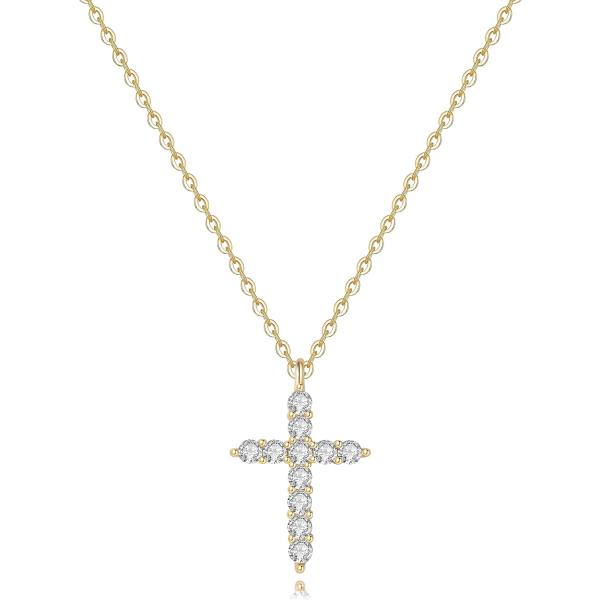 商品名YIINHEY クロスネックレス レディース 14Kゴールドメッキ 925スターリングシルバーネックレス レディース スモールクロスペンダント 18インチチェーン シンプルでかわいいネックレスセット レディース ガールズ, スターリン...