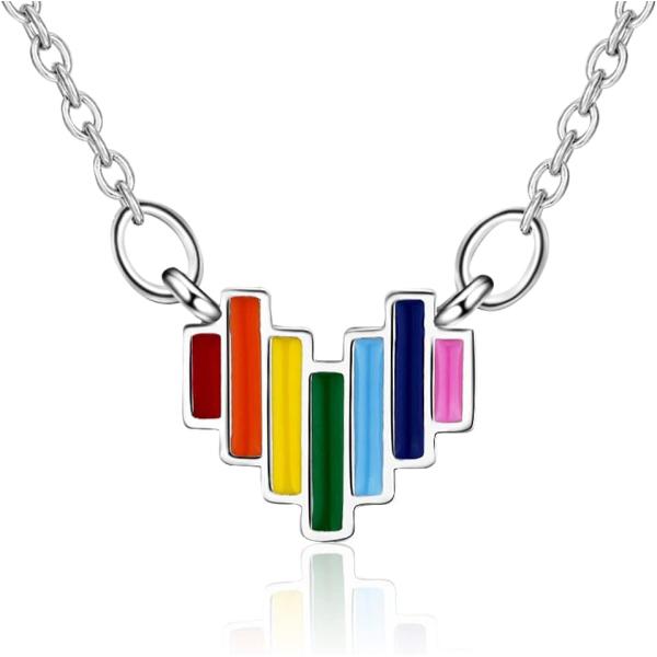 商品名Estivaux ゲイプライドネックレス LGBTQ レインボーネックレス Love is Love ハートペンダントネックレス プライドマンスジュエリーアクセサリー レズビアン レインボー プライドギフト レディース メンズ プライ...