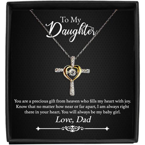 商品名Coveted Goods To My Daughter ネックレス お父さんからのギフト 925スターリングシルバー クロスネックレス You Will Always Be My Baby Girl, スターリングシルバー, キュー...