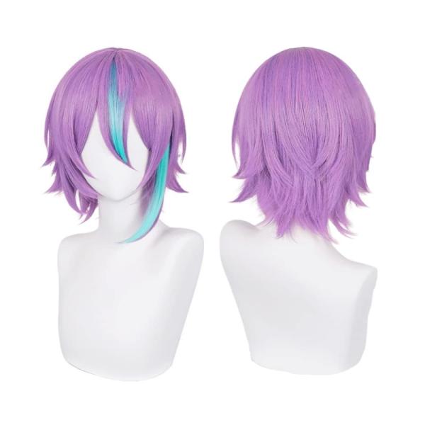 商品名:  SKYBEAUTY Anime Kamishiro Rui Cosplay Wigs for Project Sekai Cosplay Short Purple Mixed Blue Party Wigs for Men Bo...