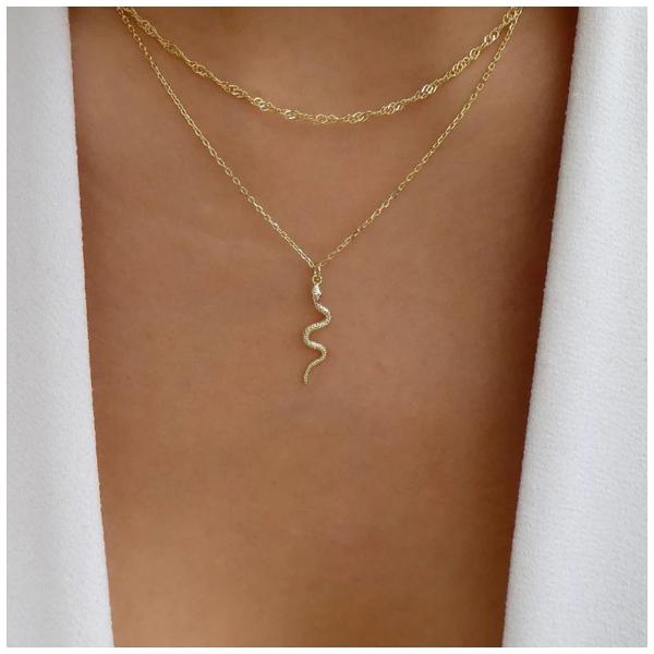 商品名Iaceble ボヘミアンレイヤードスネークペンダントネックレス チョーカー パンクレイヤードスネークチョーカーネックレス ゴールドサーペントネックレス ダブルレイヤーツイストチェーンネックレス ジュエリー レディース ガールズIac...