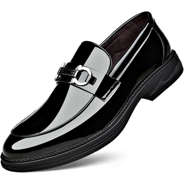 商品名MSEURO Leather Shoes Men's Leather Casual Men's Shoes Trendy Shiny British All-Match Small Leather Shoes Men's Busine...