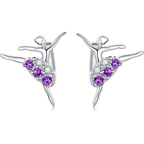 商品名バレリーナピアス スターリングシルバー ダンサージュエリー オーストリア産クリスタル装飾 バレエテーマ ダンサーギフト 女の子向け, クリスタル, クリスタルBallerina Earrings Sterling Silver Dan...
