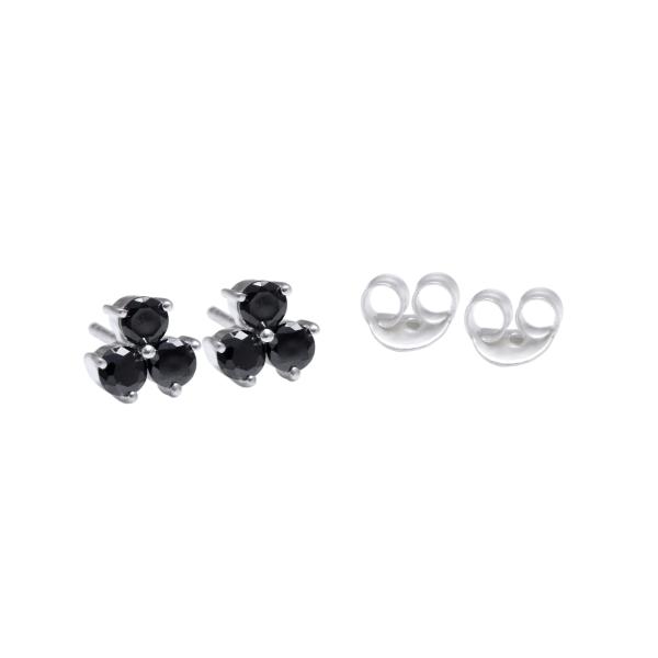 商品名:  Black Cubic Zirconia Stud Earnings-925 Sterling Silver Stud Earrings-Black Stone Earrings- Birthstone Stud Earring...